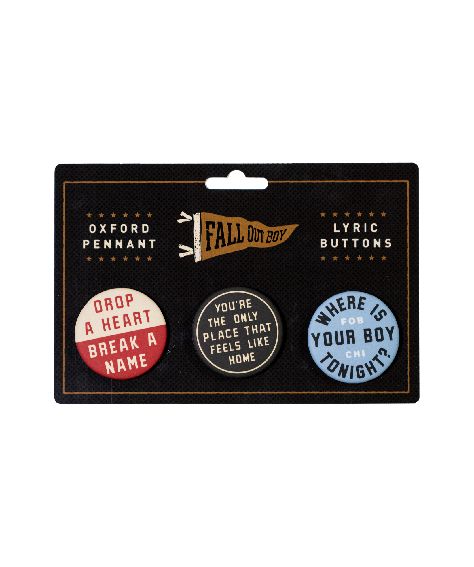 Fall Out Boy Lyric Buttons 3-Pack | Fall Out Boy x Oxford Pennant